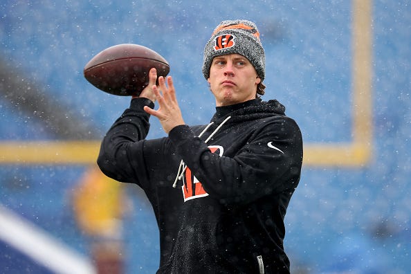 'Joe Brrr' watch Bengals QB Joe Burrow warm up in Buffalo snow