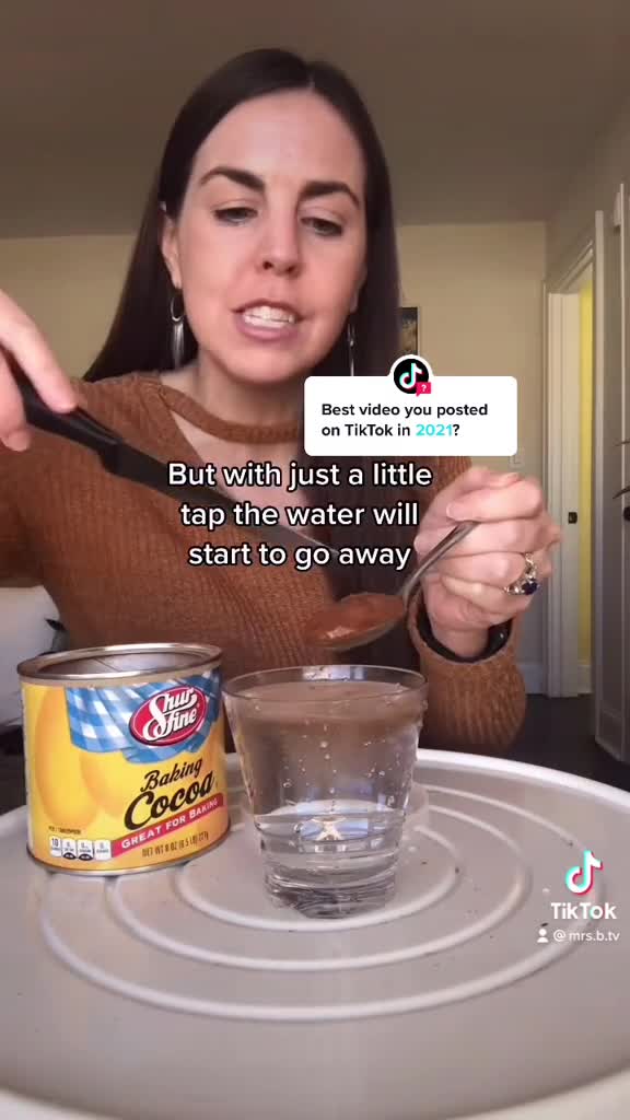 What happens when you dip cocoa powder in water?