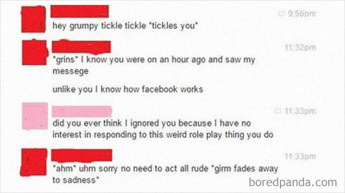 People on this group are sharing screenshots of really cringy texts ...