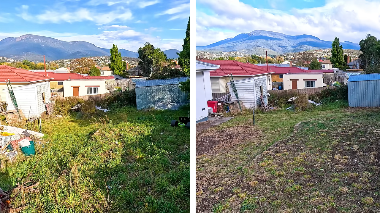 Old timer gets his yard cleaned up