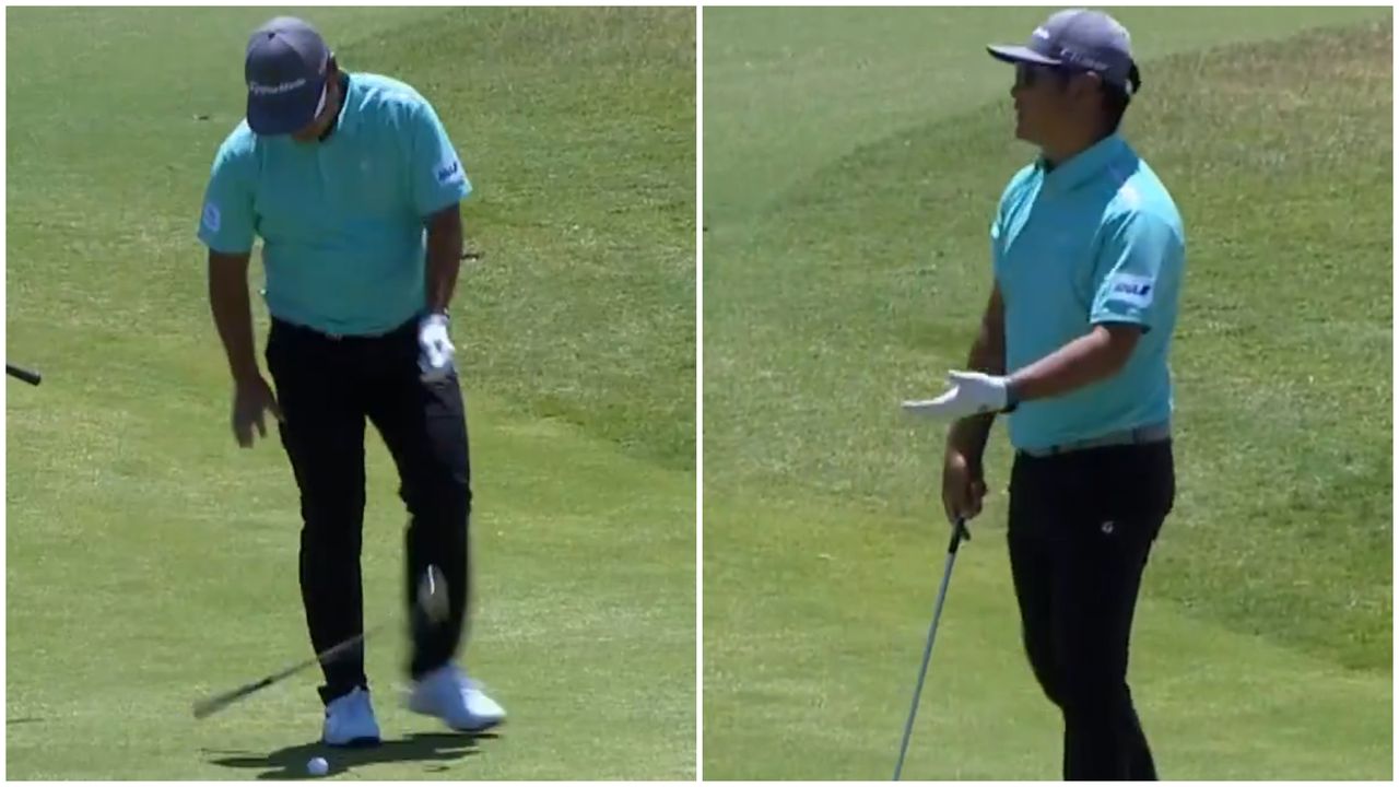 Tour pro drops club on his golf ball during final round of Crown ...