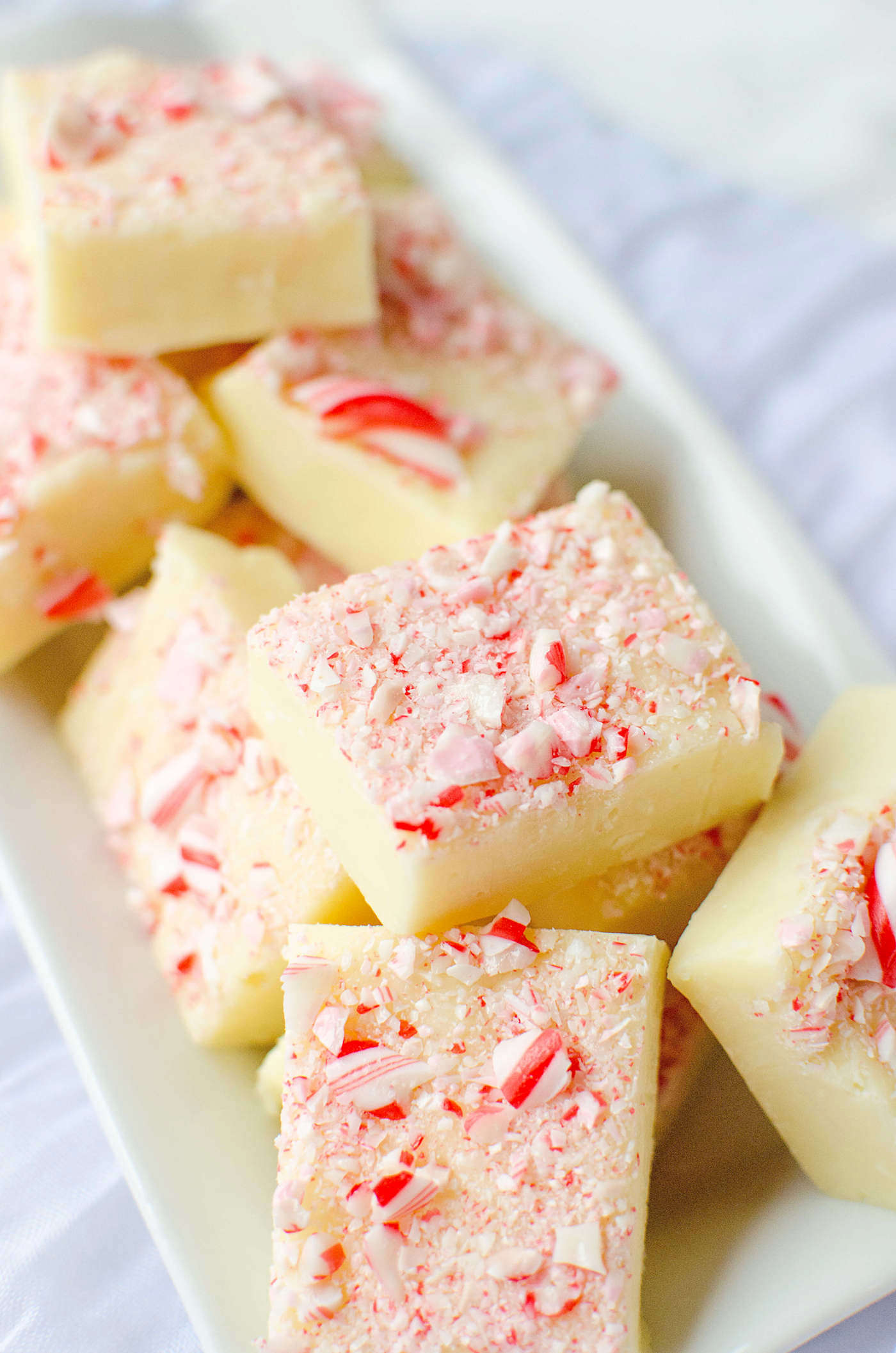 Festive candy cane fudge that melts in your mouth