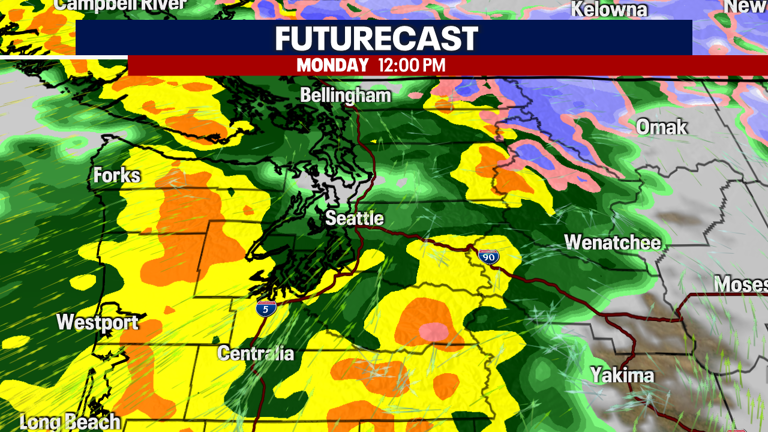 Seattle weather: Heavy rain and gusty winds on Monday