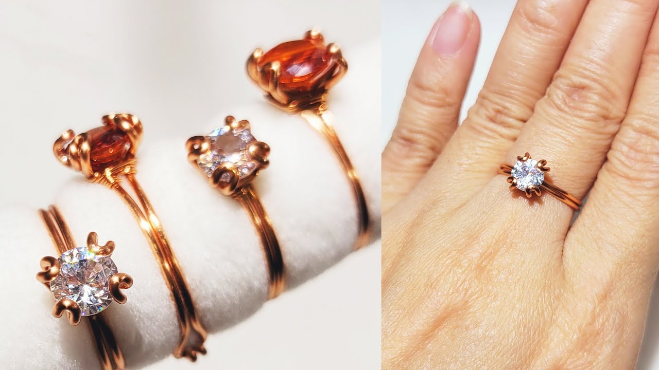 Making easy prong ring with faceted gemstones | DIY | Wire wrap stone