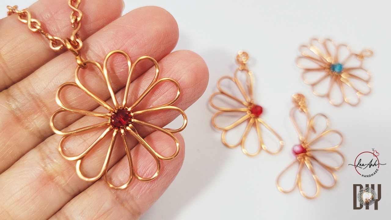 Making beautiful flower | how to make earrings and pendant at home 1101