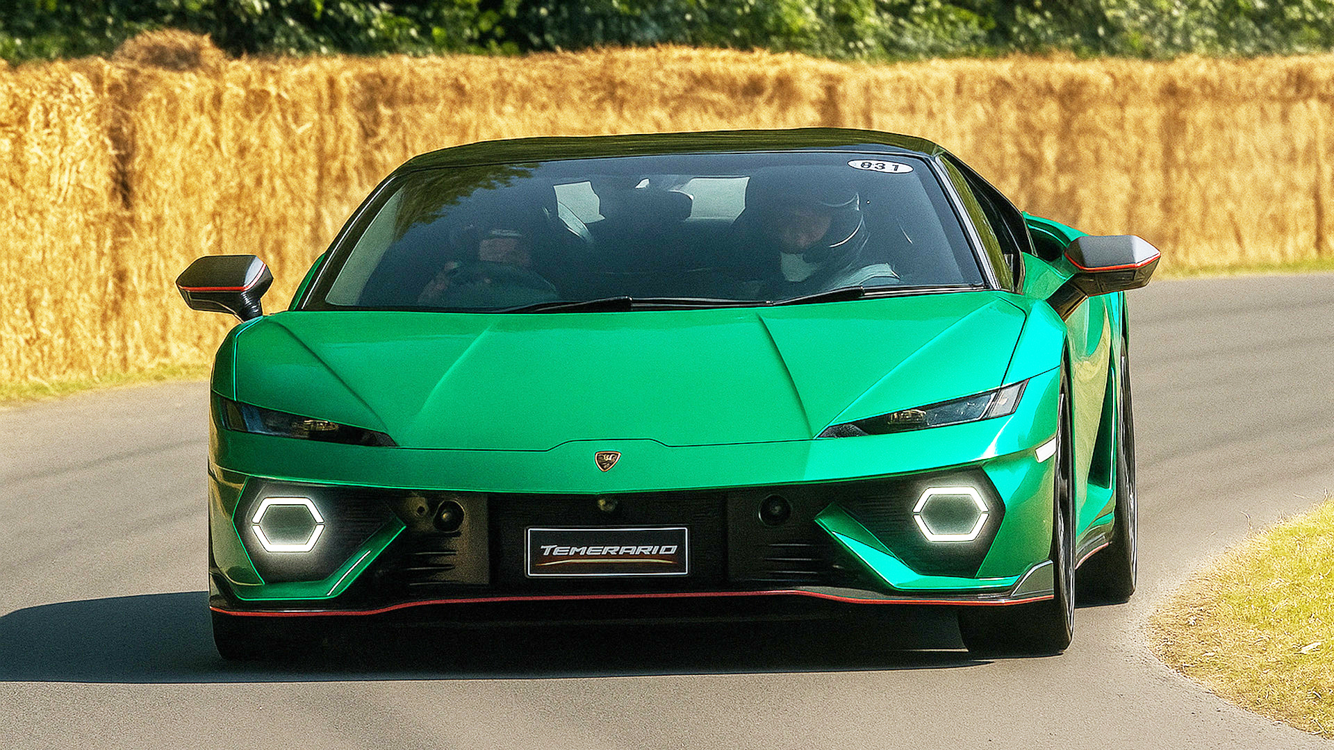 Lamborghini Temerario high RPM V8 hybrid sound at Goodwood