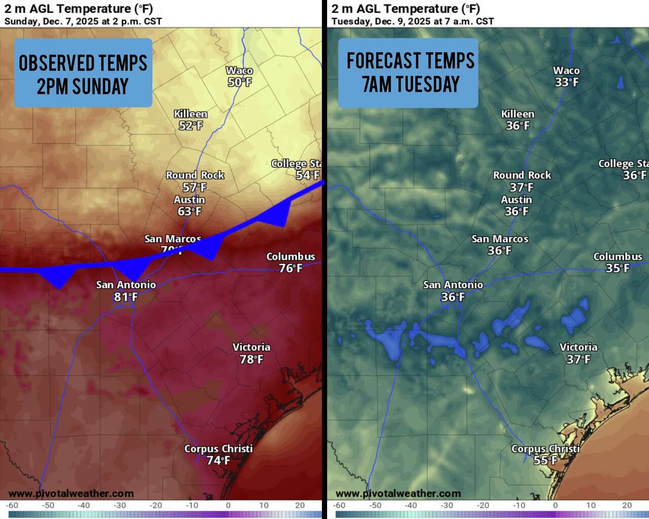 Timeline: South Texas braces for 40-degree temperature swing this week