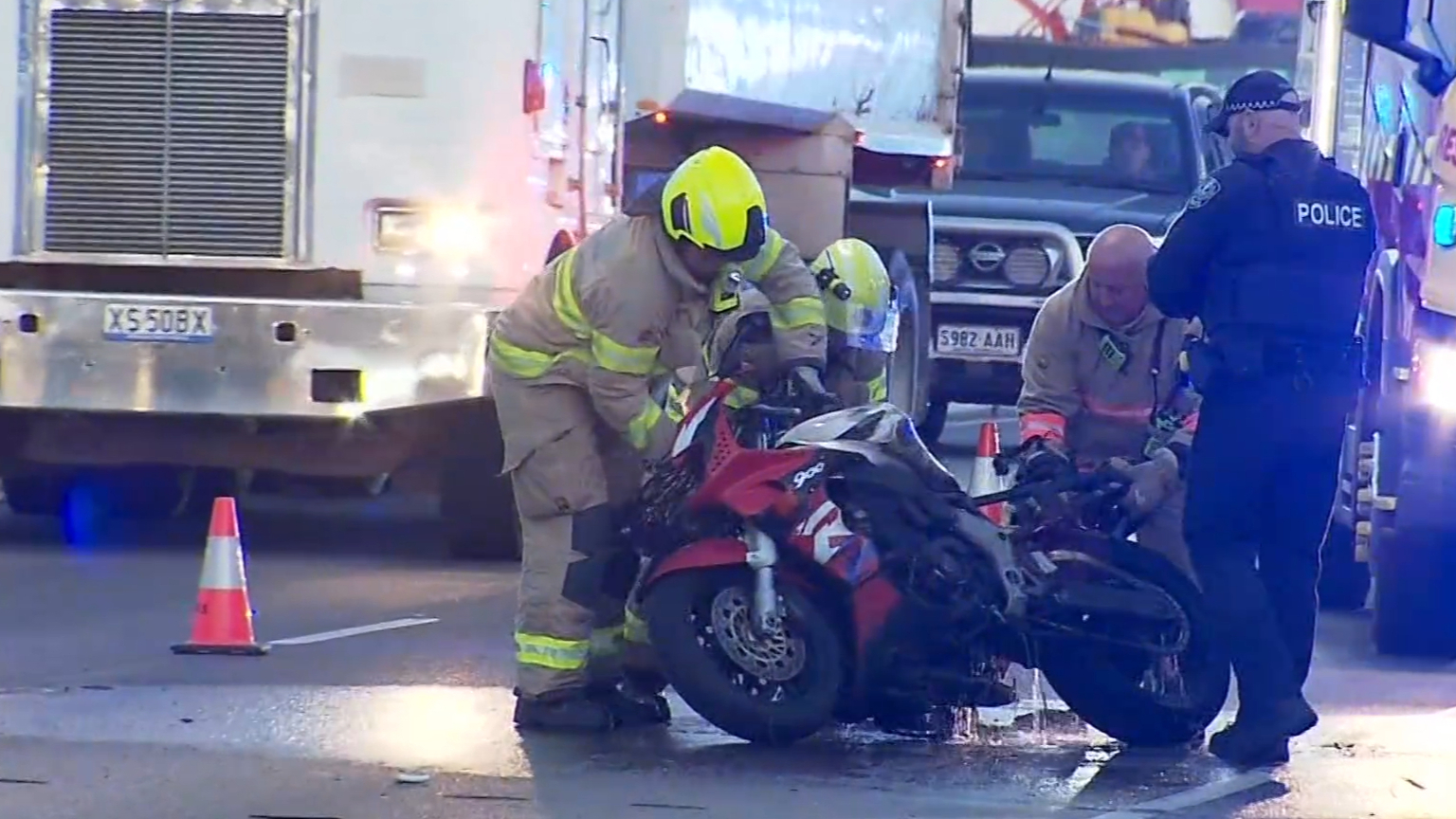 Fears for motorcyclist who fled scene of fiery crash