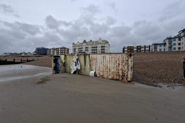 Huge shipping container washes up on another beach in Sussex