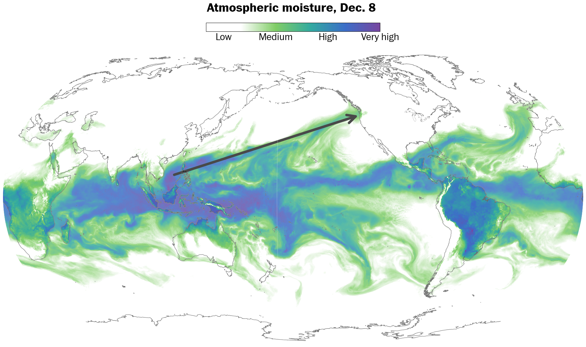 A 7,000-mile atmospheric river is stretching from Philippines to the US