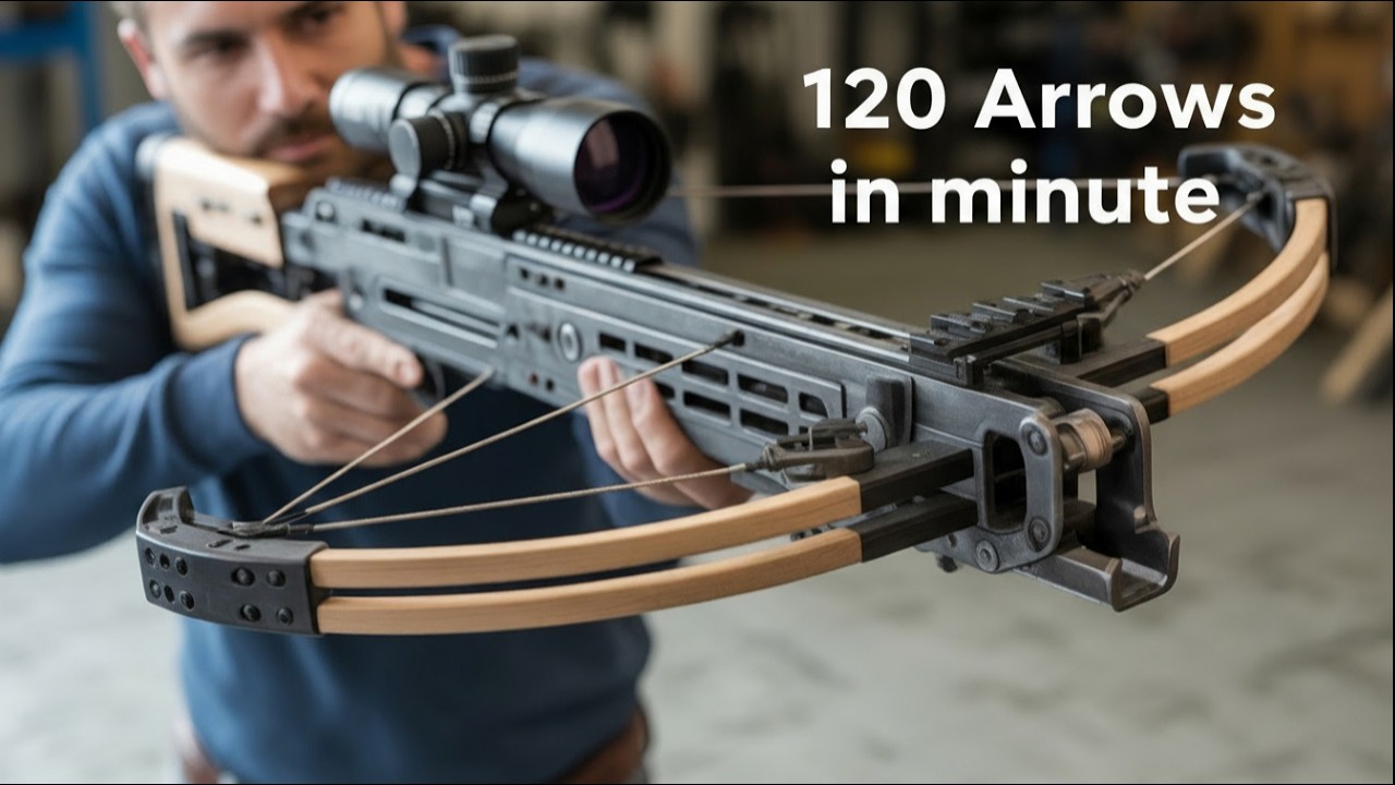 Insane DIY self-loading crossbow | Full build from start to finish