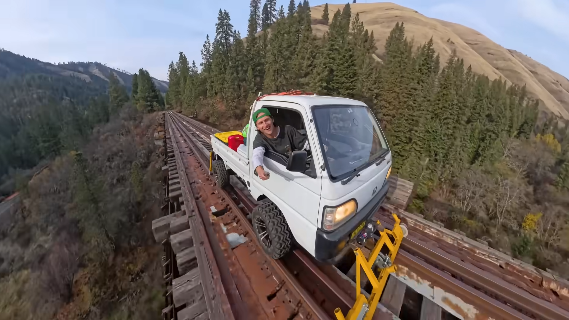 Driving a mini truck on a 117-year-old abandoned railroad