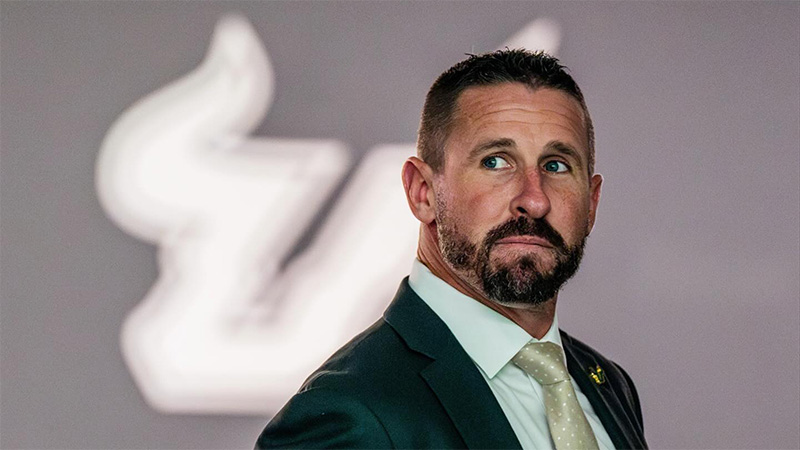 USF introduces Brian Hartline as new head coach