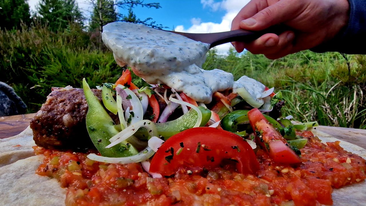 Delicious beef kebabs cooked over the fire
