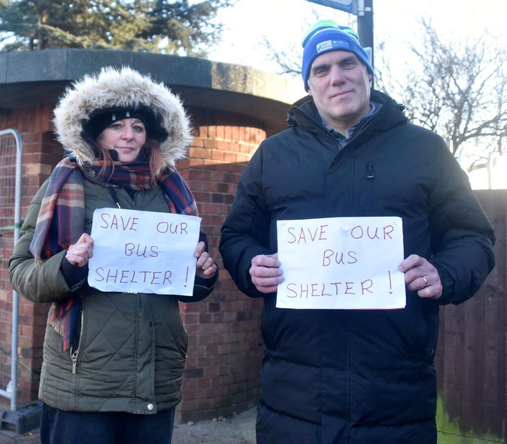 Protesters hold firm against demolition of bus stop as ‘bailiffs arrive ...