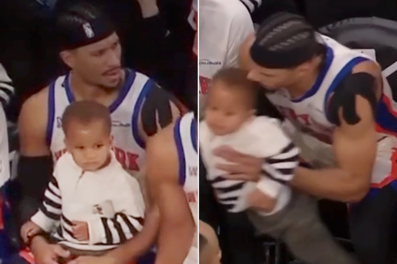 Josh Hart suddenly tosses 2-year-old son to teammate Mitchell Robinson ...