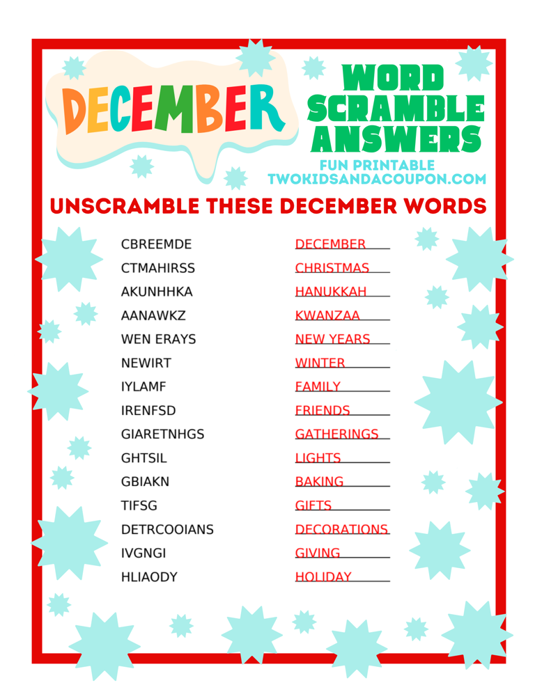 Unscramble holiday fun with our December word scramble