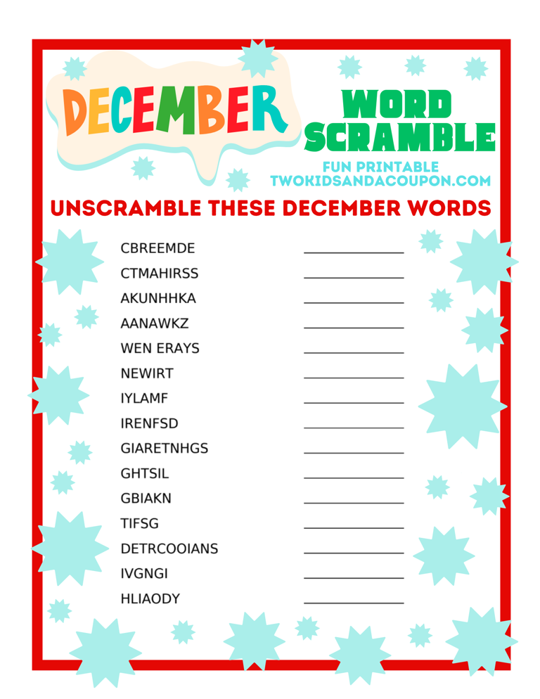 Unscramble holiday fun with our December word scramble