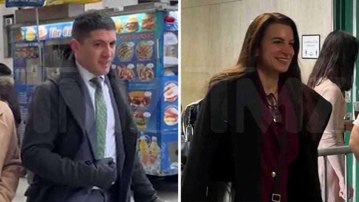Luigi Mangione's lawyers Jacob Kaplan and Karen Agnifilo enter court
