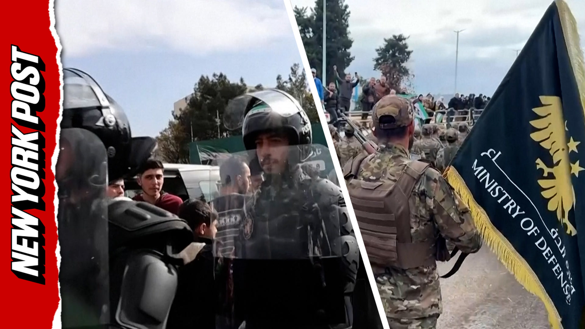 Drone over massive gathering and military parade in Syria for ...