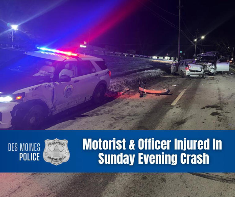 Police sergeant, two others injured in central Iowa crash