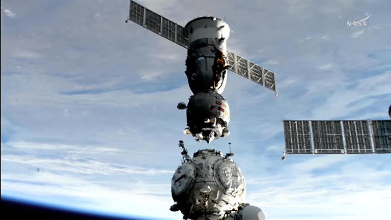 3-man crew undocks from space station, wrapping up 8-month stay