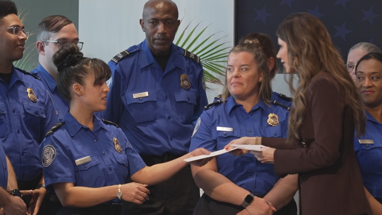 Noem gives $10,000 bonus checks to some TSA officers at Tampa ...