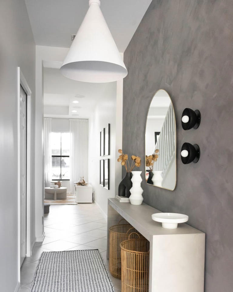 A beige entryway is completely unrecognizable after this gorgeous one ...