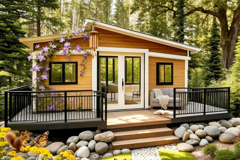 Amazon just dropped a tiny house with a huge outdoor patio for s'mores ...