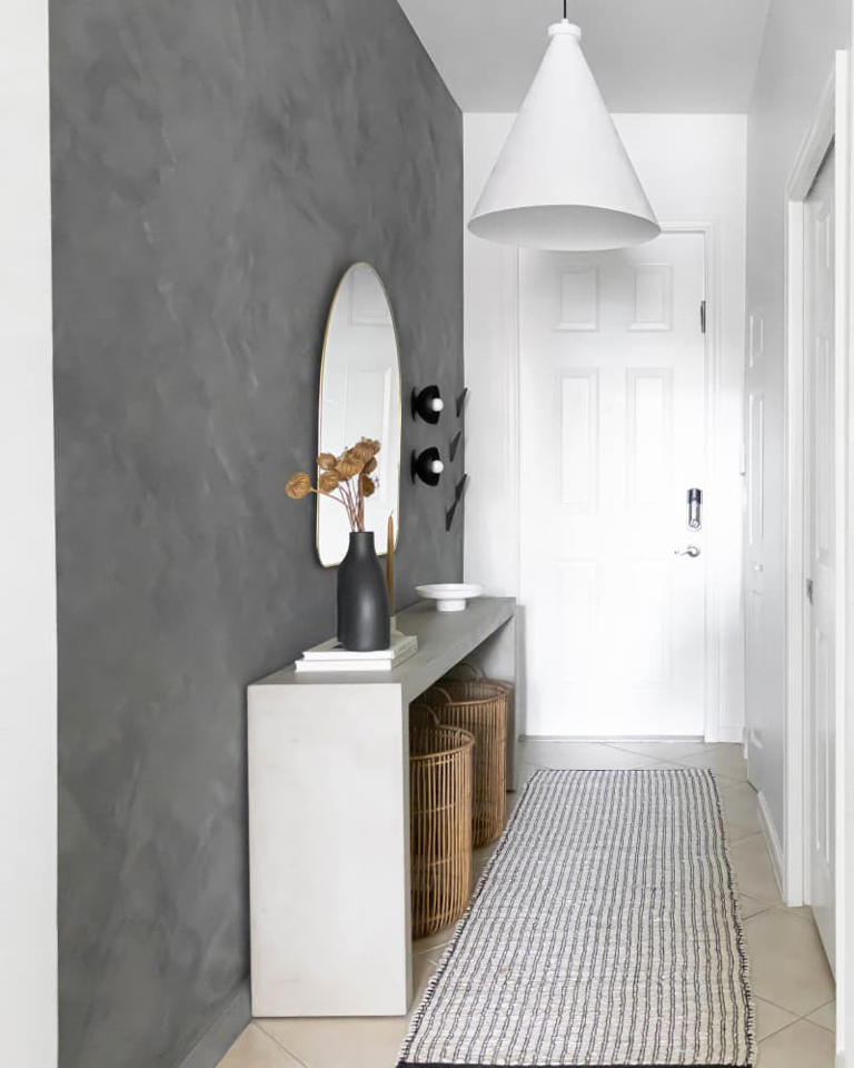 A beige entryway is completely unrecognizable after this gorgeous one ...