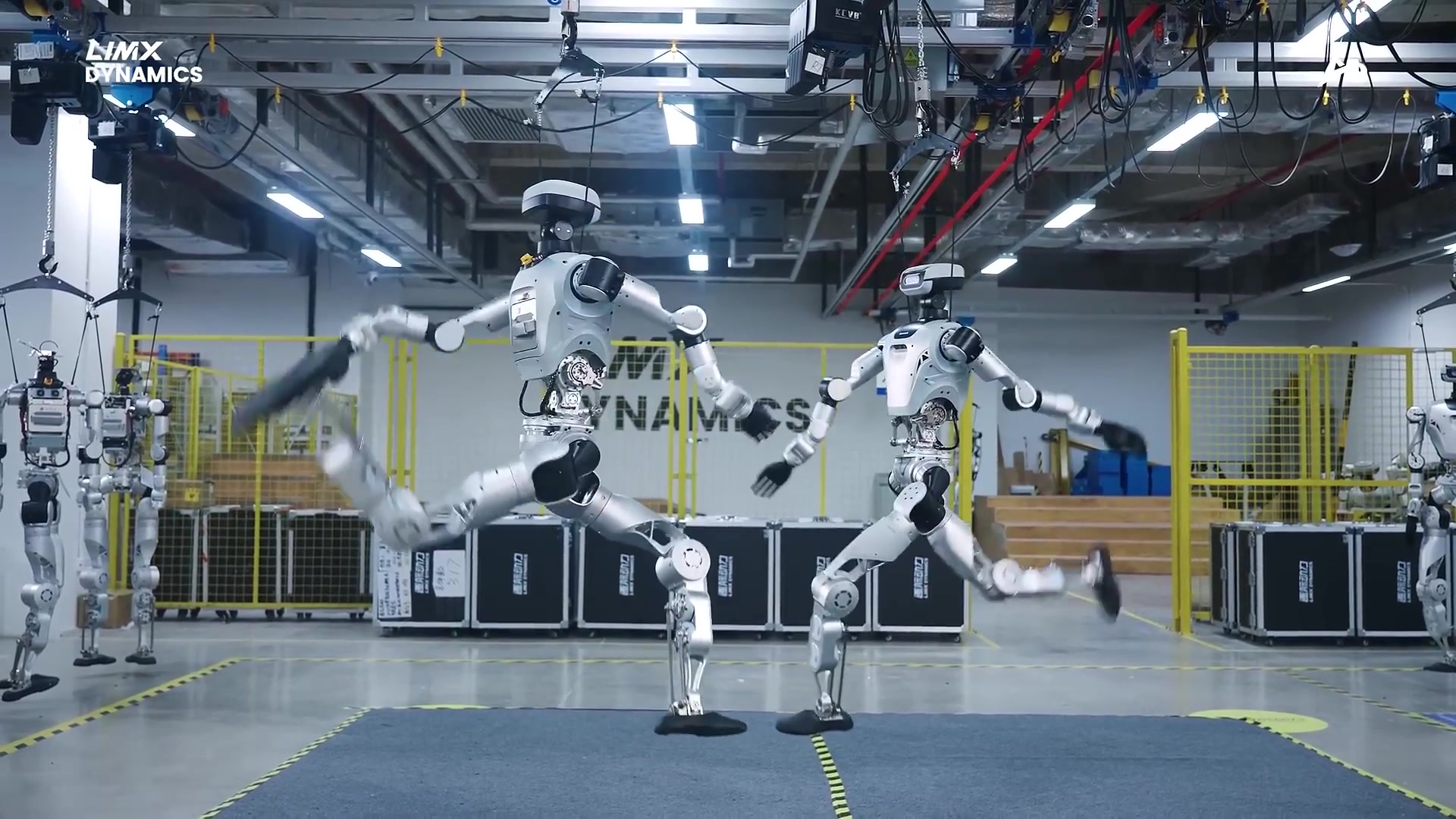 Full-size humanoid robot Oli's full-body stretch