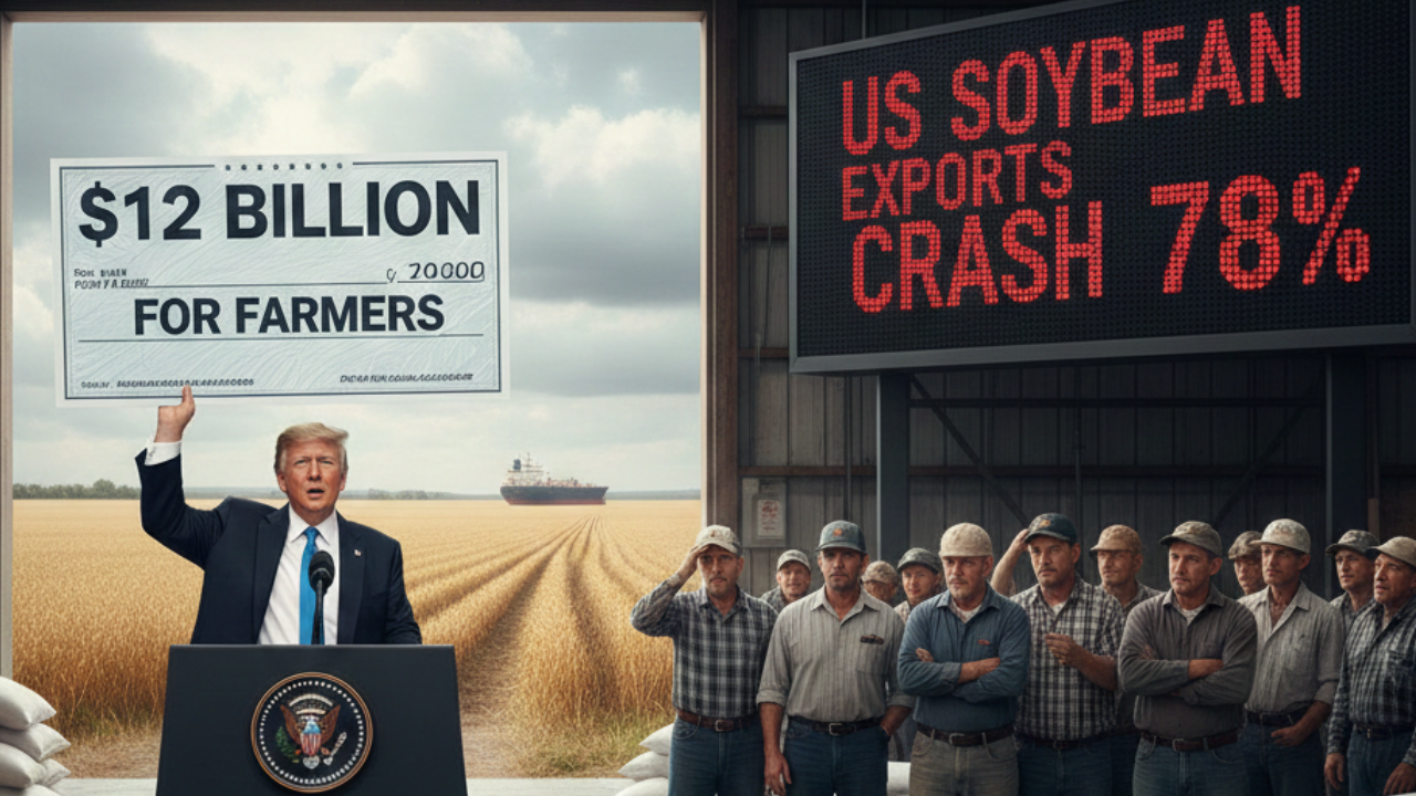 $12 billion for farmers: Trump's tariff-fueled aid as US soybean exports crash 78%