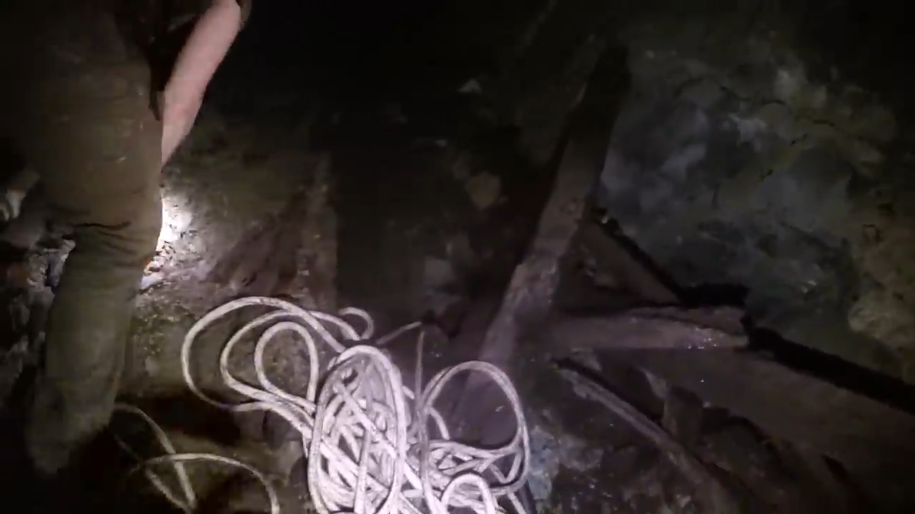 Watch them drop 150 feet into a huge multilevel mine in Georgia