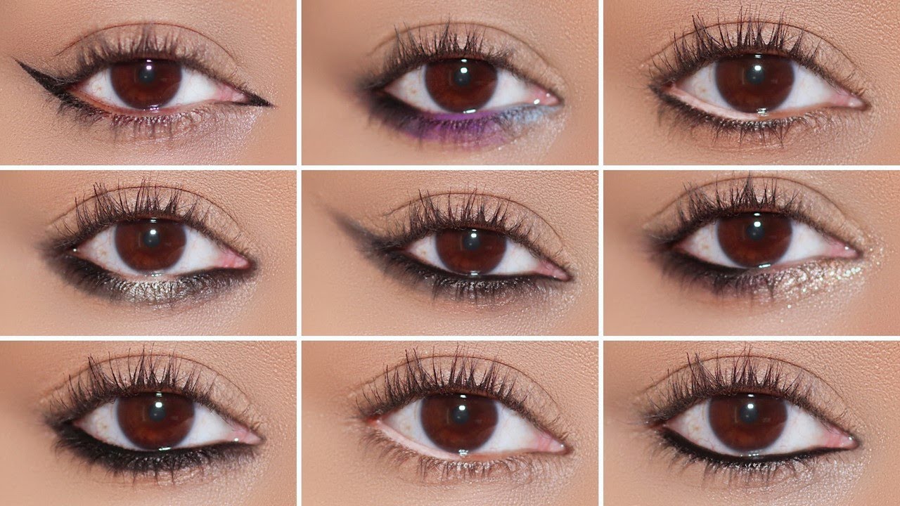 How to: 9 different eyeliner styles in lower lash line | Easy beginner ...