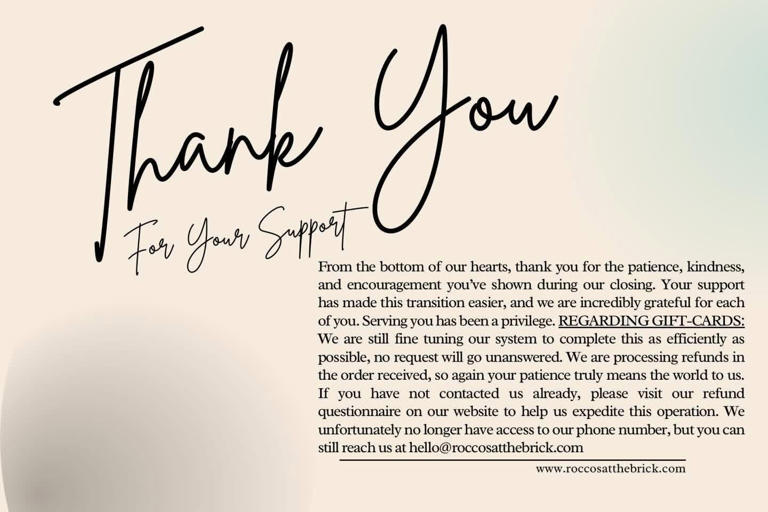 Newtown restaurant releases statement on its closure, gift card concerns