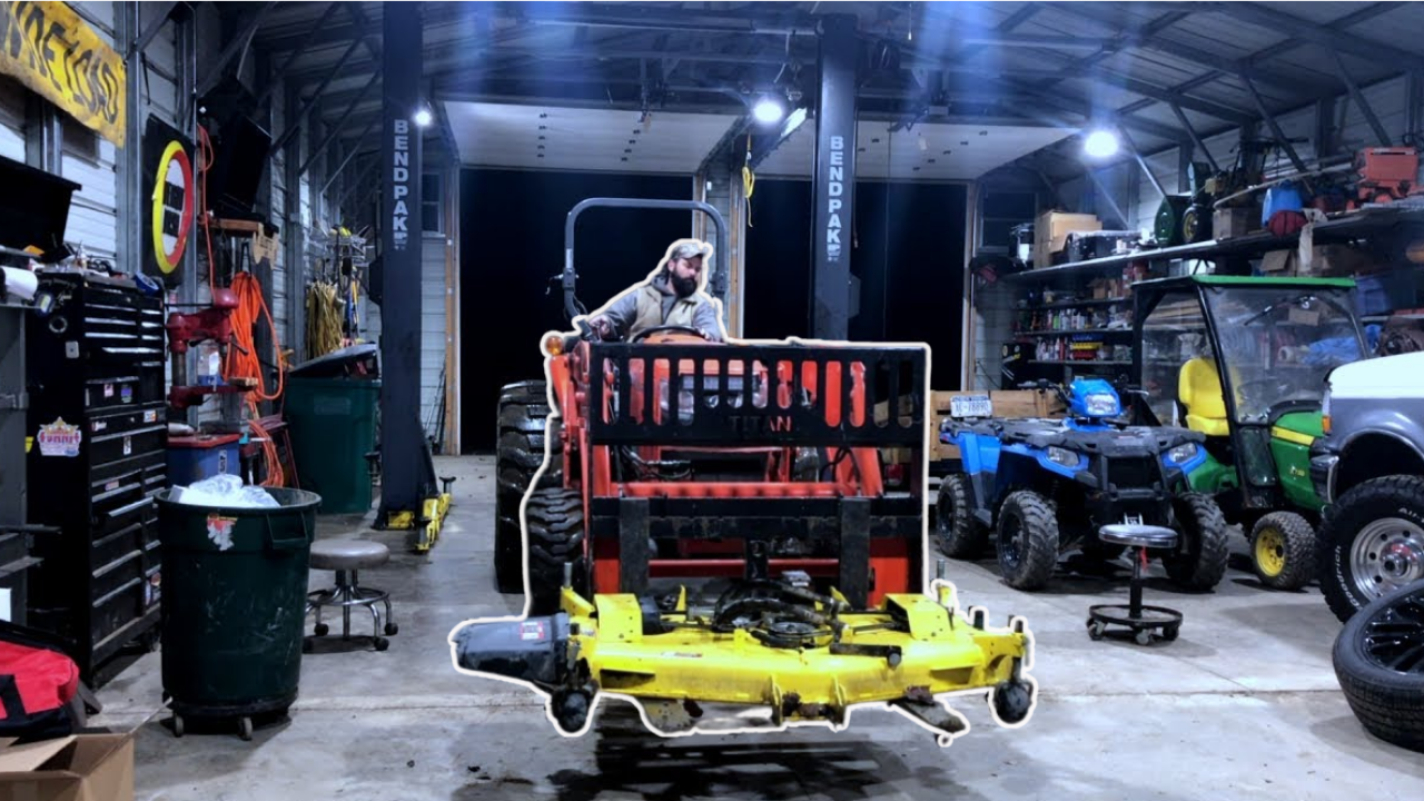Final winter preparations with tractor and driveway stakes