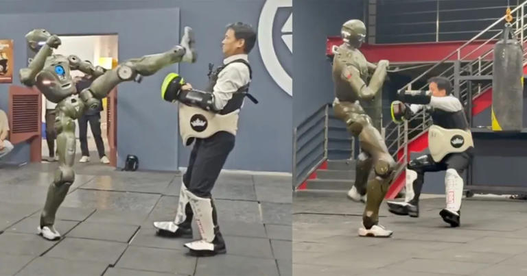 “CG 아니었다”…中 로봇, CEO 향해 실제 발차기 [GIF]