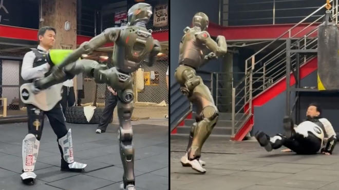 “CG 아니었다”…中 로봇, CEO 향해 실제 발차기 [GIF]