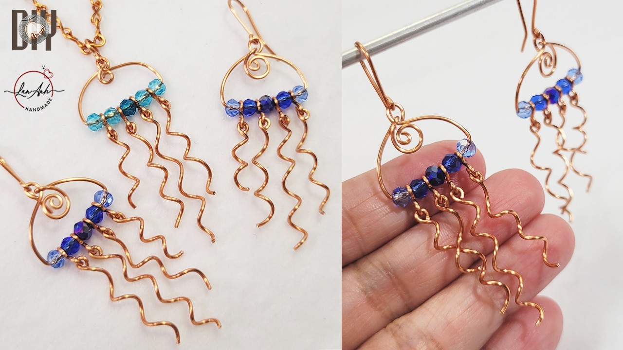 DIY cute jellyfish for beginners | Simple earrings with beads and wire 1058