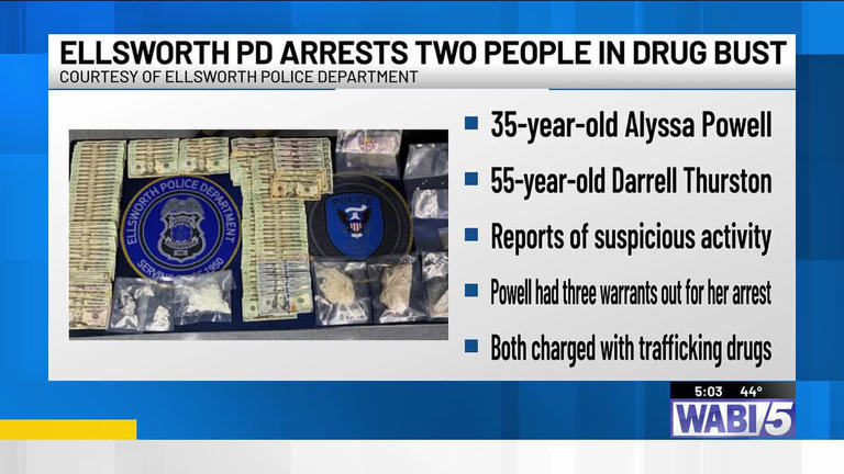 Two people arrested after drug bust in Ellsworth