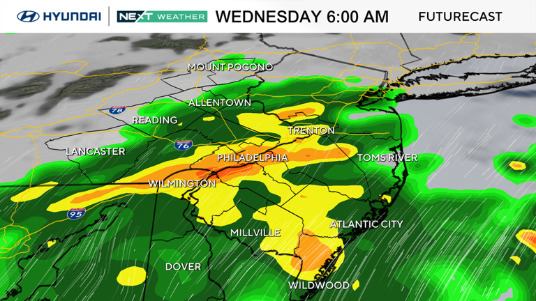 More rain arrives Wednesday in Philadelphia before cold, windy ...