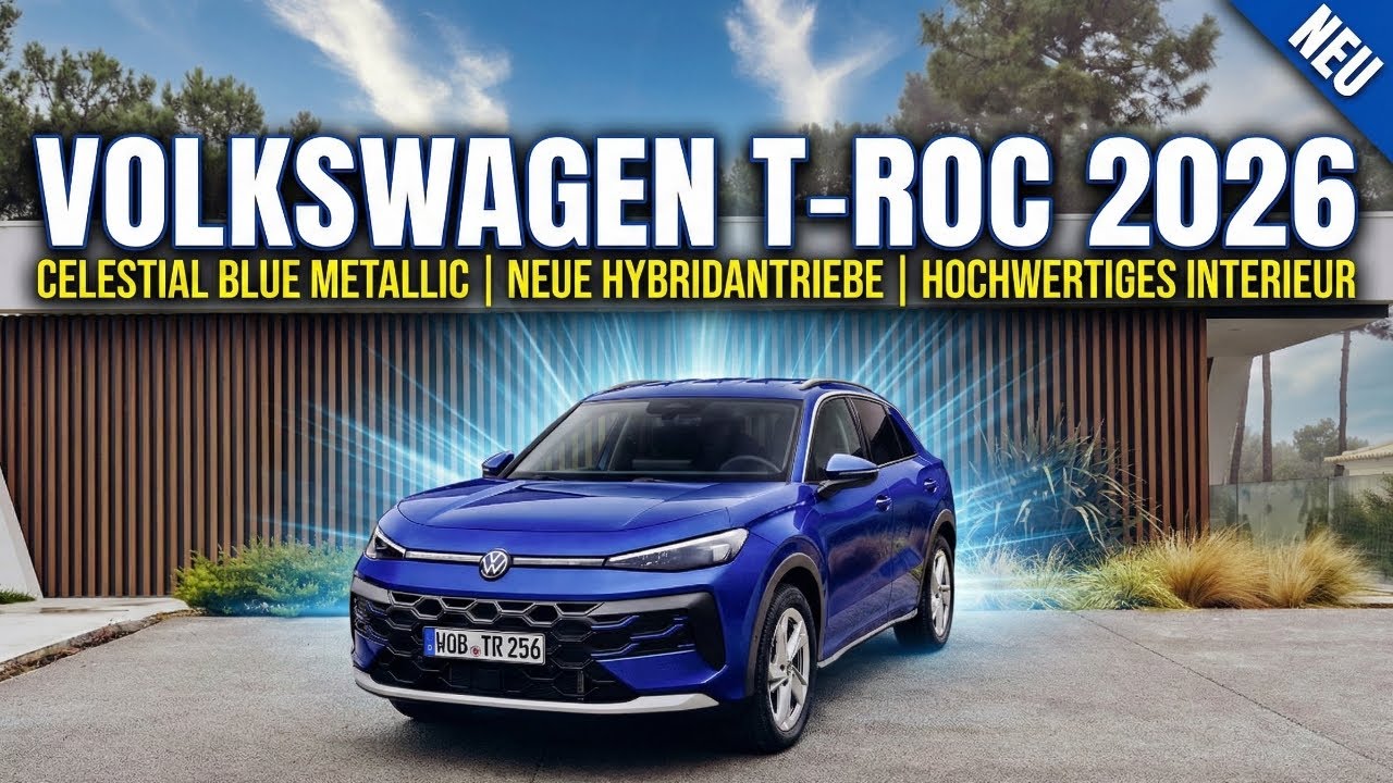 2026 VW T-Roc in Celestial Blue Metallic mit Hybridantrieb
