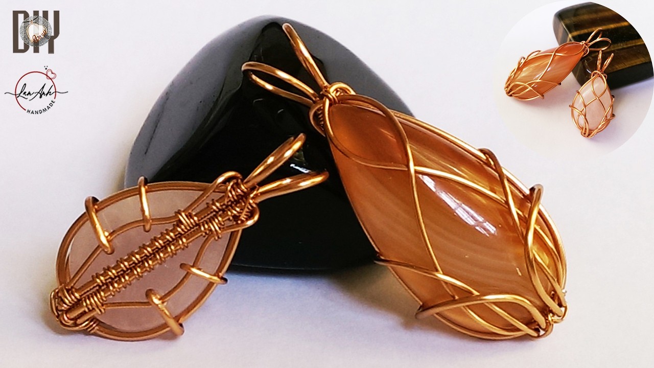 Wire wrapping jewelry tutorial | Rosebud Pendant with stone without holes