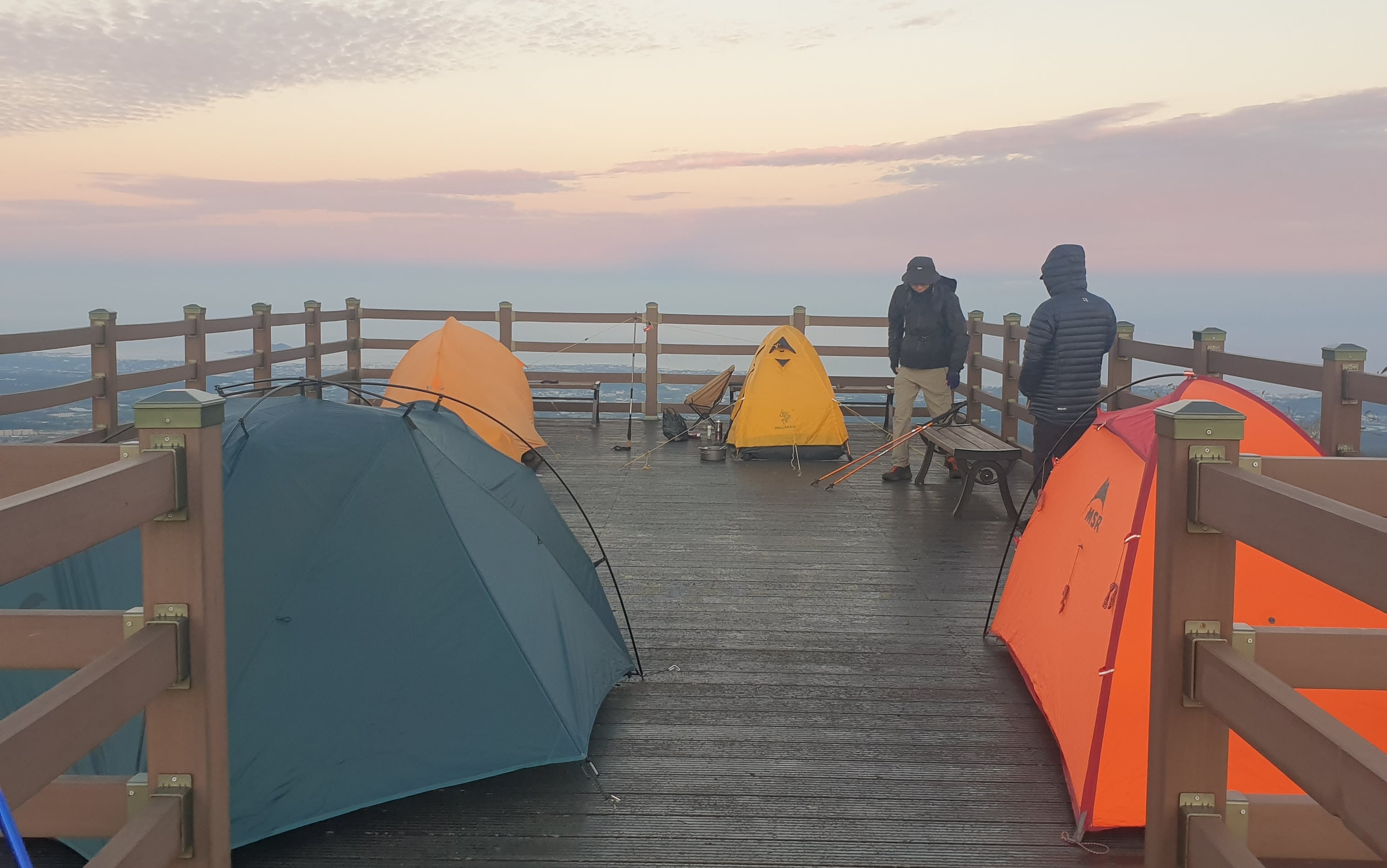 Illegal Campers Cook at Nokkome Oreum