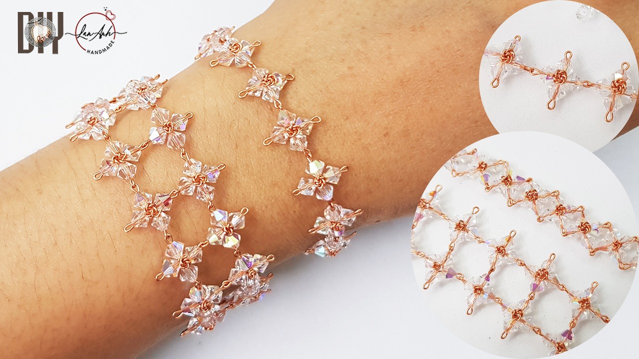 Flower bracelet making with beads | Jewelry with sparkling crystals