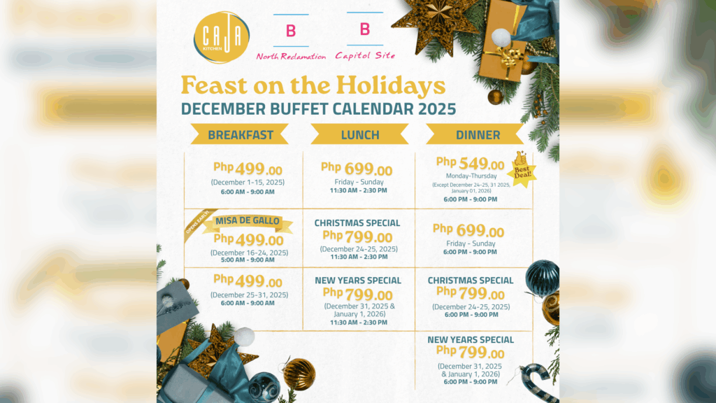 Caja Kitchen Cebu unveils December Buffet Calendar 2025