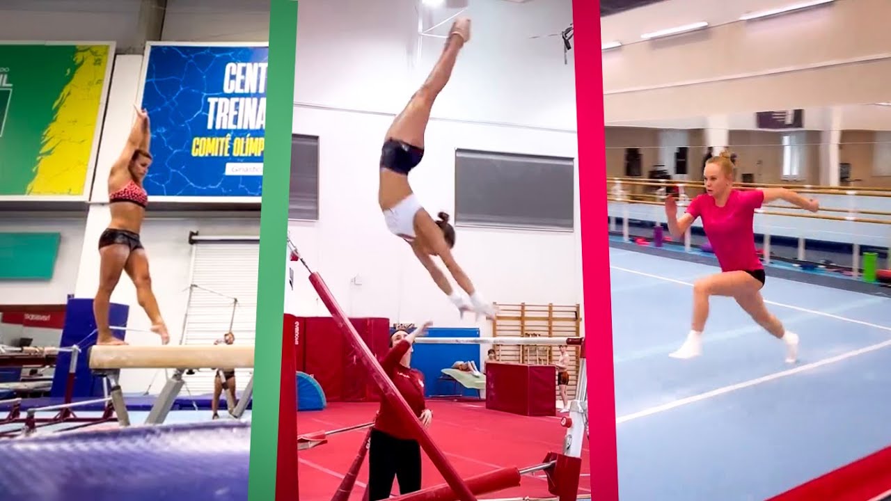 Flávia Saraiva & Jade Barbosa working on beam!🇧🇷 In training #38