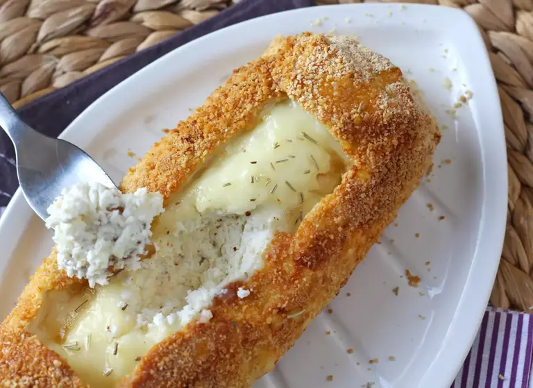 Crunchy, melt-in-your-mouth goat's cheese log breaded with air fryer ...