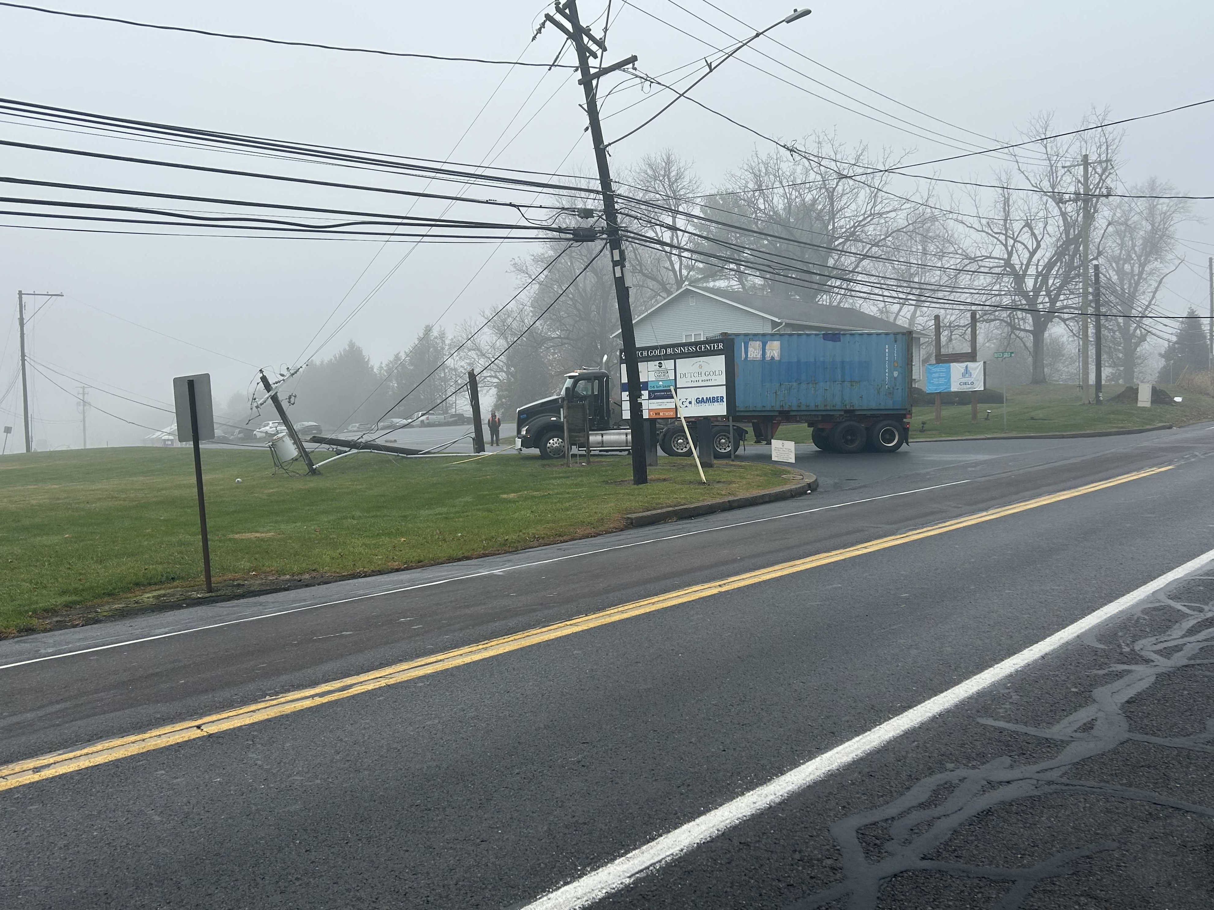 Tractor Trailer Crashes Into Pole Causes Power Outage