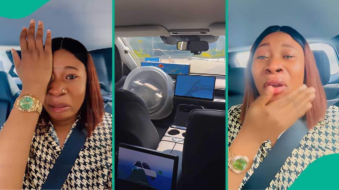 Video as Nigerian lady cries as she enters self-driving car in China ...